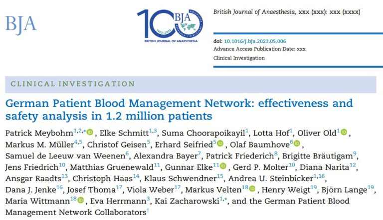Publication: German Patient Blood Management Network: effectiveness and ...